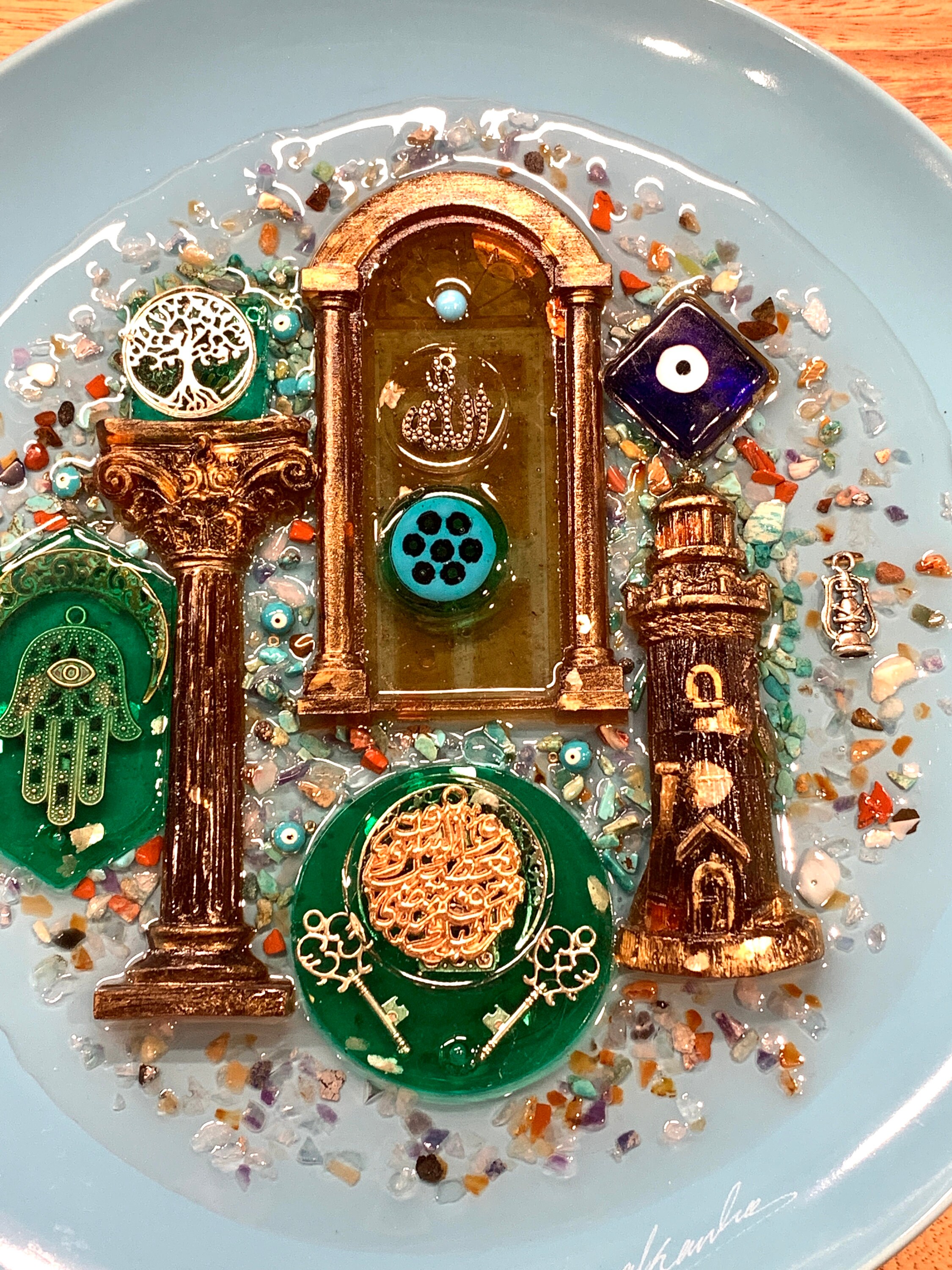 Arabic Decorative Plate Porcelain Iraqi Art With Resin Fancy Decoration ...