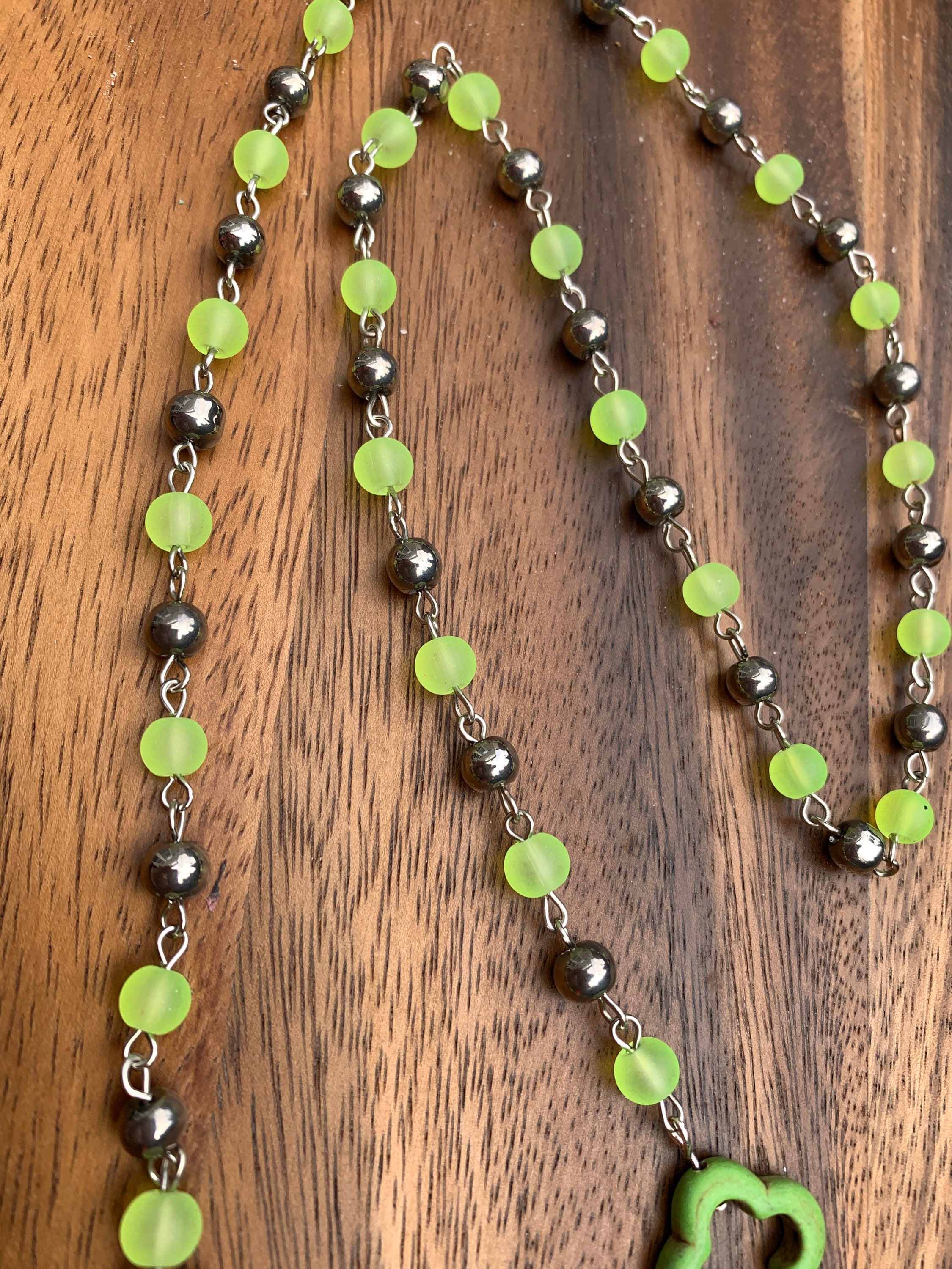 Customized Handmade Green Eyeglasses Eye Glasses chain Silver tone ...