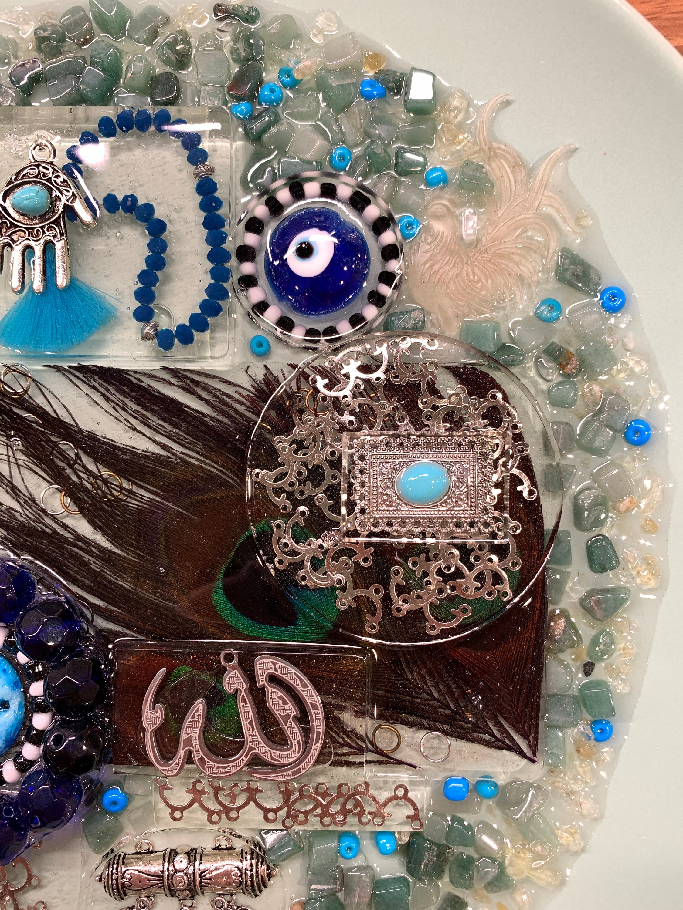 Handmade Iraqi Art Traditional Blessed Eyes Allah With Peacock Feather ...