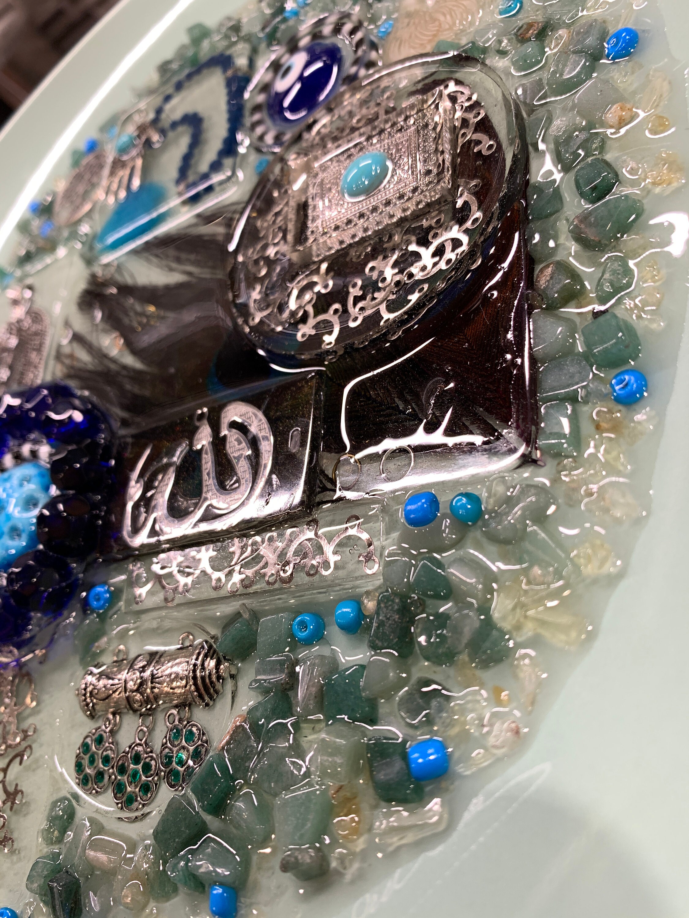 Handmade Iraqi Art Traditional Blessed Eyes Allah With Peacock Feather ...