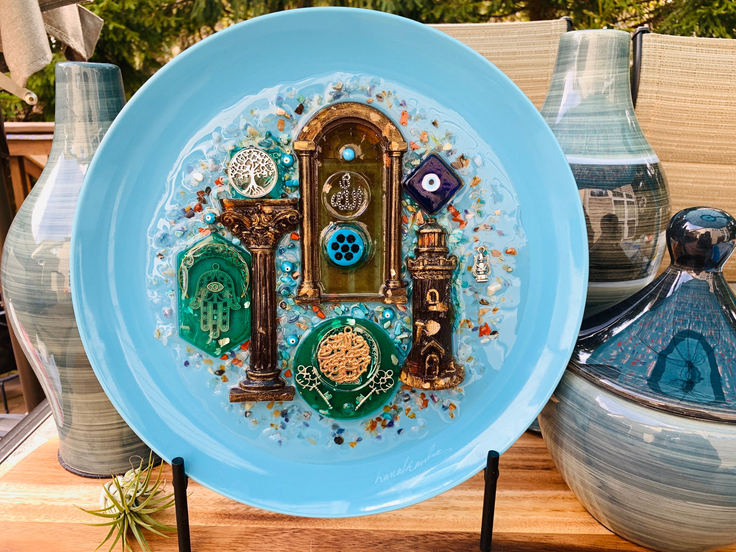 Arabic Decorative Plate Porcelain Iraqi Art With Resin Fancy Decoration ...