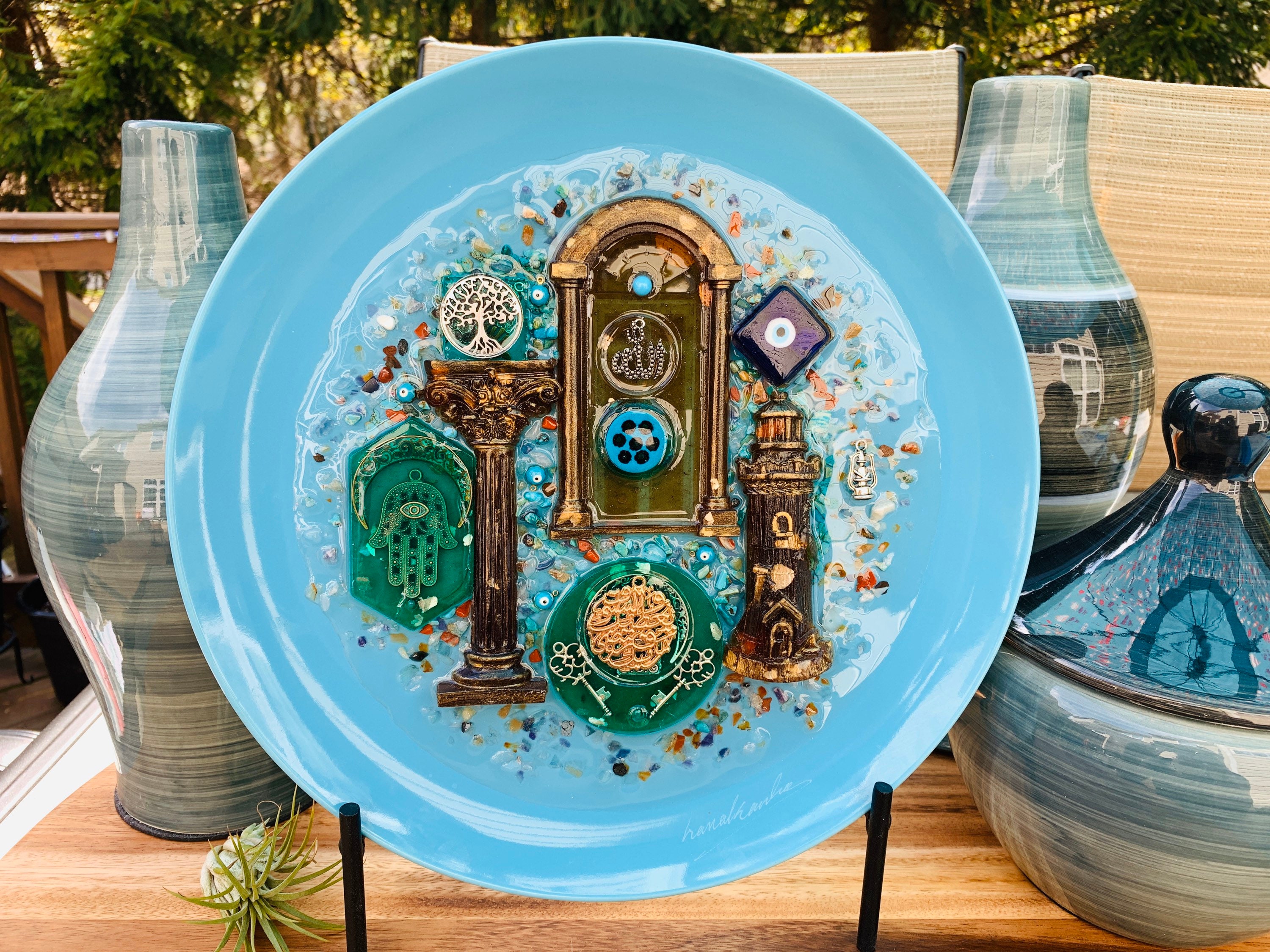 Arabic Decorative Plate Porcelain Iraqi Art With Resin Fancy Decoration ...