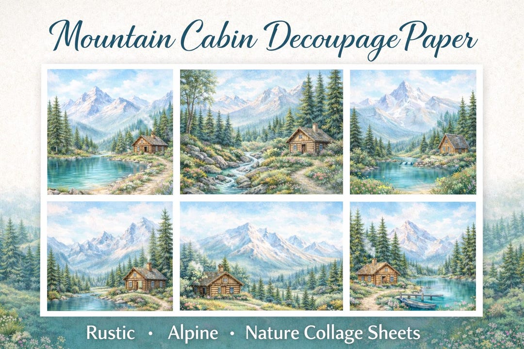 Rice Paper for Decoupage / Mountain Landscape Decoupage/ Cabin ...