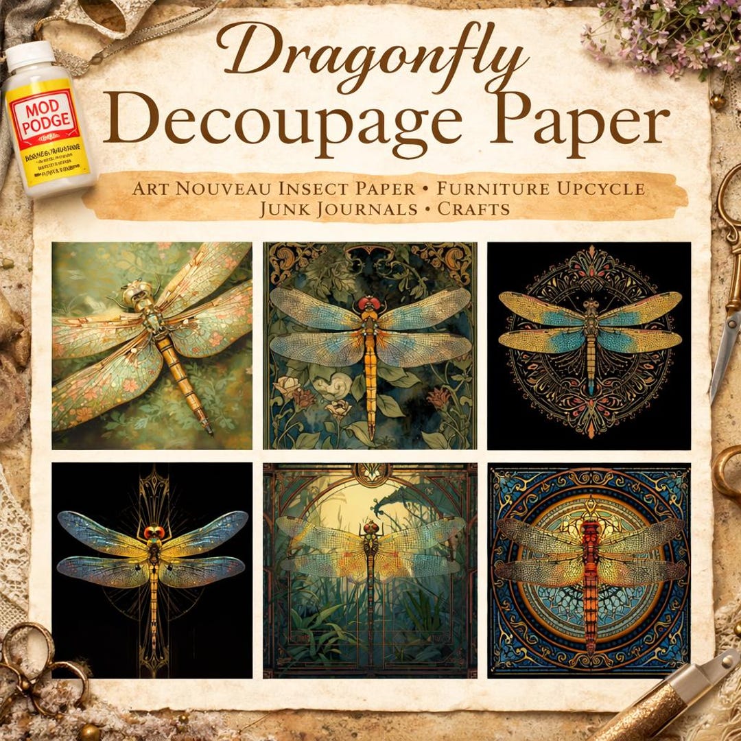 Rice Paper for Decoupage /dragonfly Decoupage Paper /insect Ephemera ...