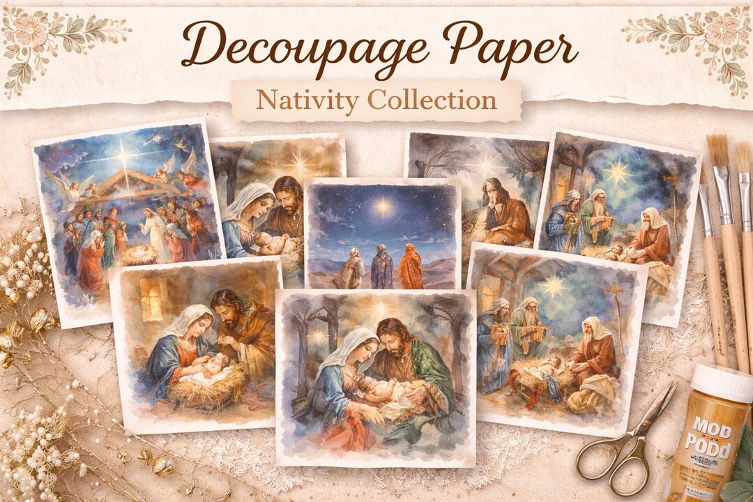 Nativity Decoupage Paper | Christian Christmas Decoupage | Vintage ...