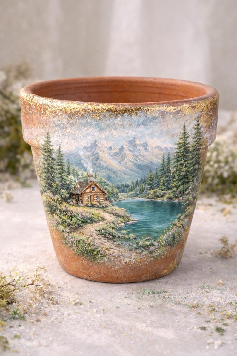 Rice Paper for Decoupage / Mountain Landscape Decoupage/ Cabin ...