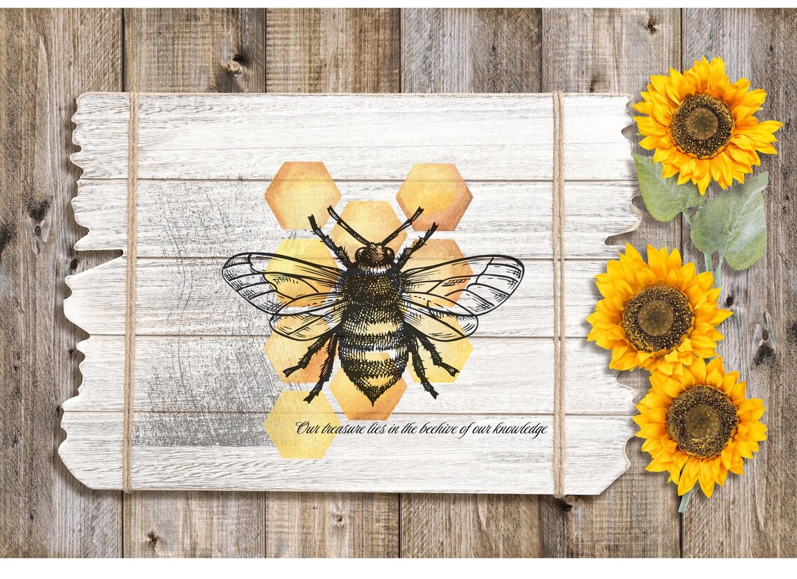 Floral and Honey Bee Rice Paper Decoupage Paper, A4 Honey Bee Rice ...