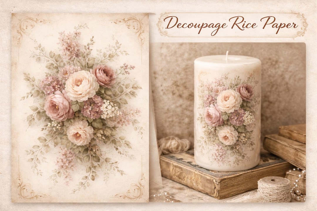 Decoupage Rice Paper Floral / Vintage Botanical Rice Paper for ...