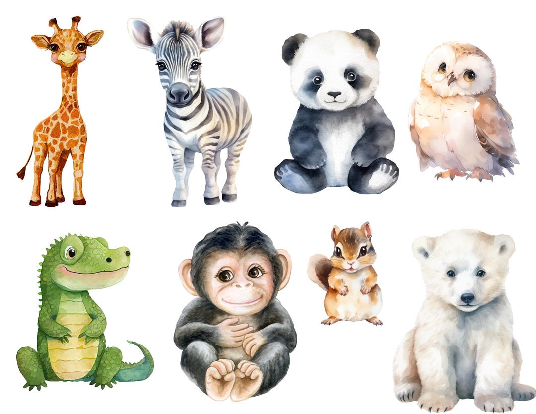 Rice Paper for Decoupage / Zoo Animals / Watercolor Zoo Animals / Baby ...