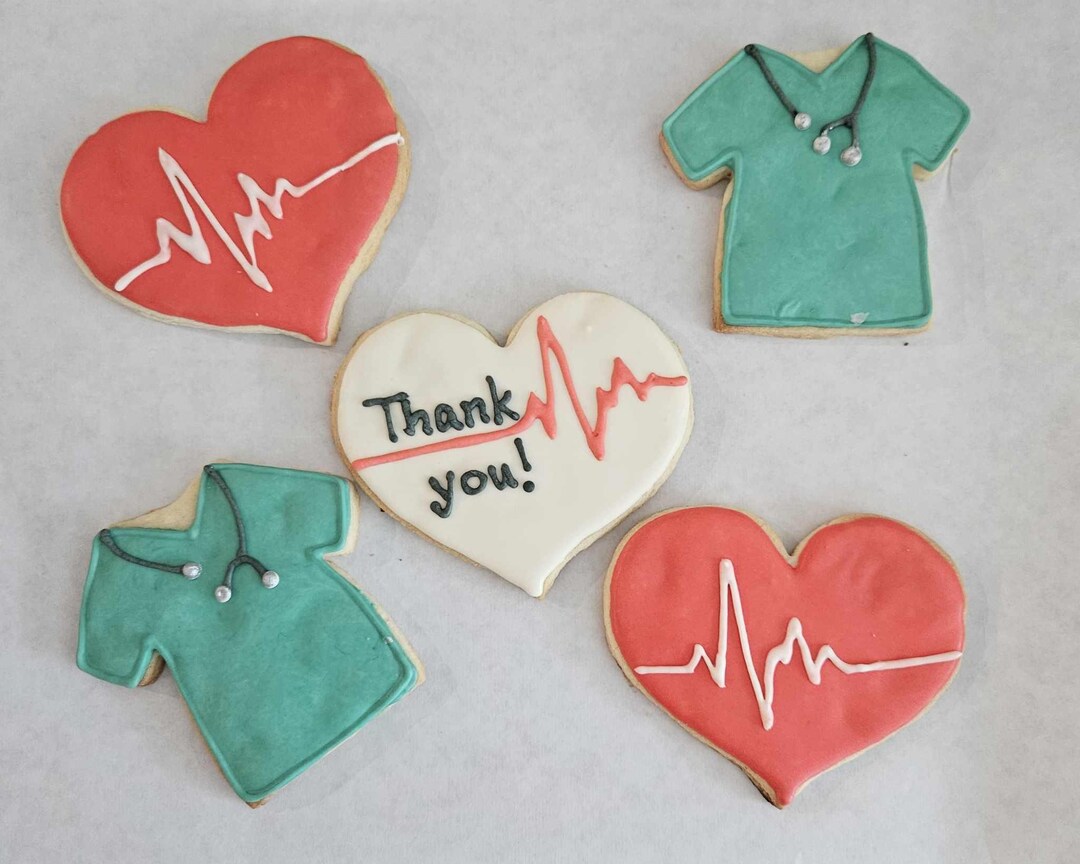 Doctor Cookies, Nurse Heart Beat Cookie, Stethoscope Heart Beat Cookie ...