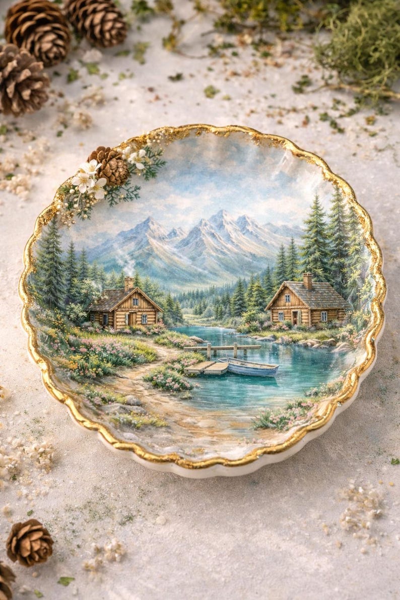 Rice Paper for Decoupage / Mountain Landscape Decoupage/ Cabin ...