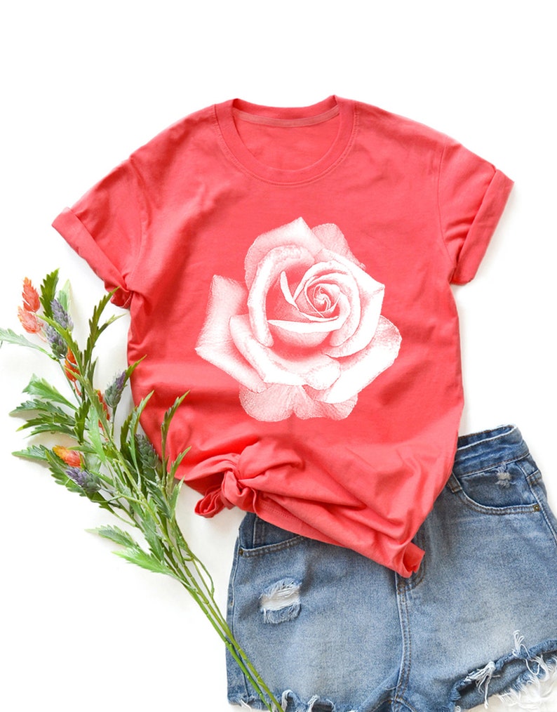 Rose Shirt Valentine Gift Shirt Rose T-shirt Gift for Her - Etsy