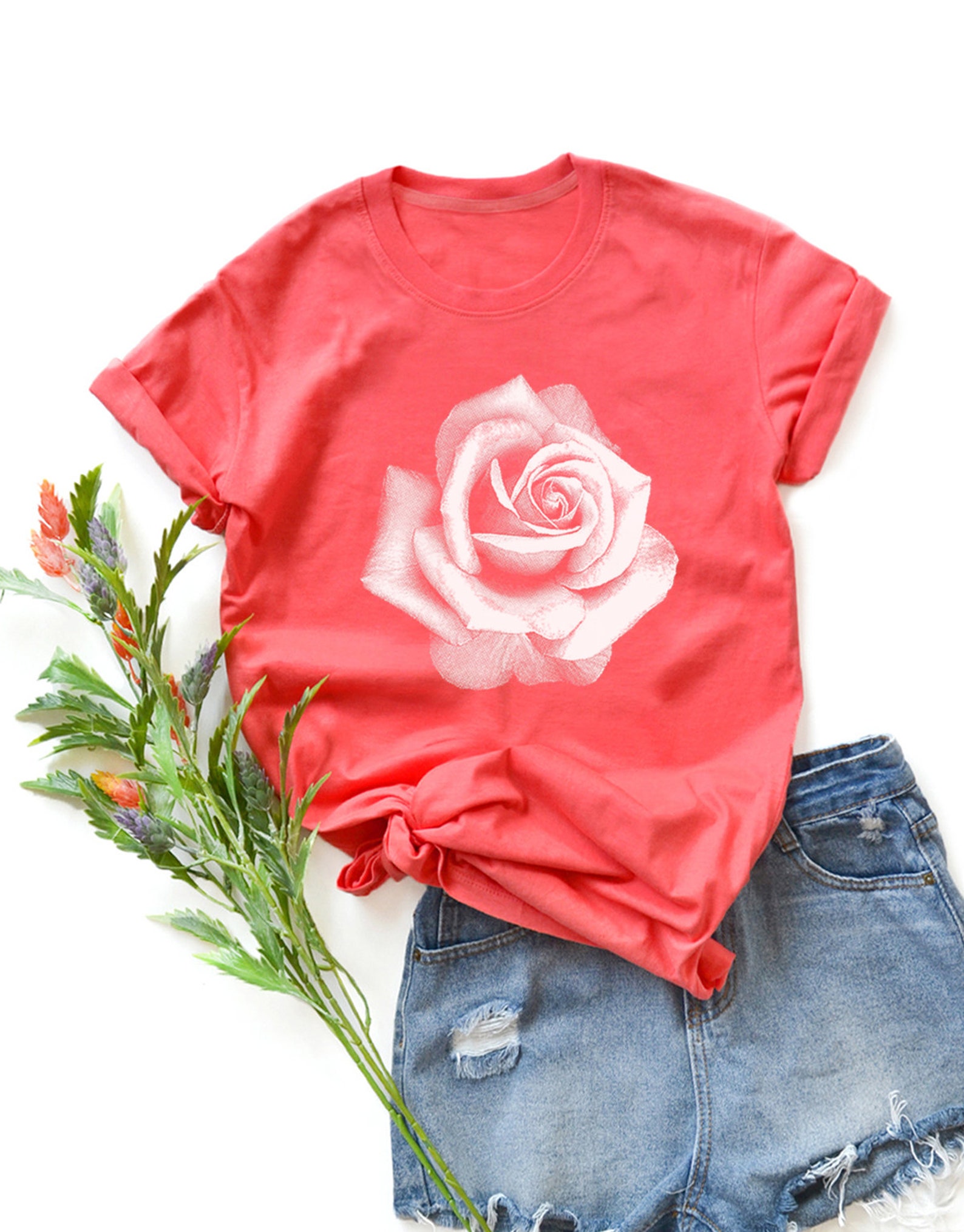 Rose Shirt Valentine Gift Shirt Rose T-shirt Gift for Her | Etsy