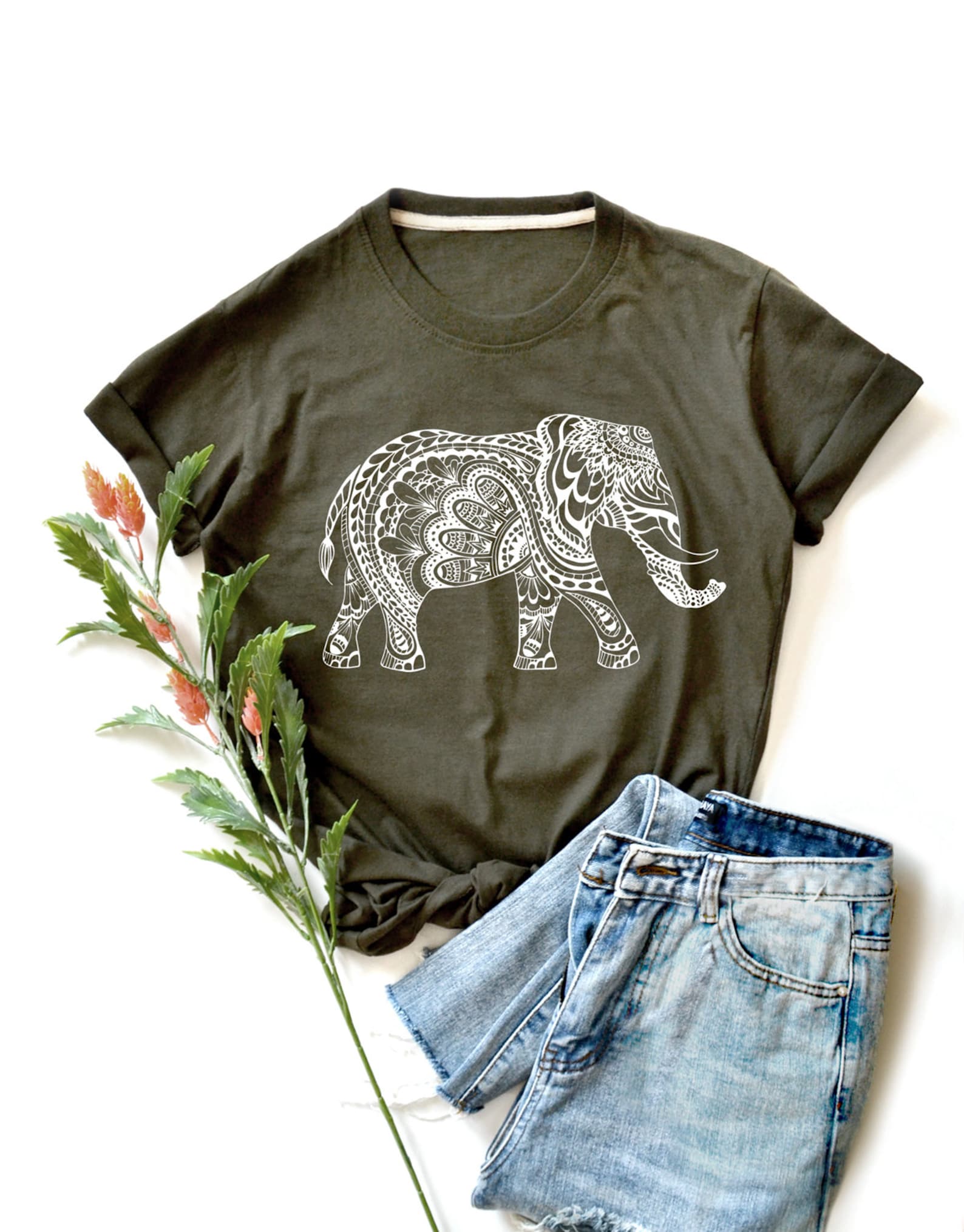 Elephant bohemian Shirt Elephant T-Shirt Elephant Day T-Shirt | Etsy
