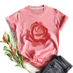Rose Graphic T-shirt - Valentine's Day Gift, Cotton Tee - Etsy