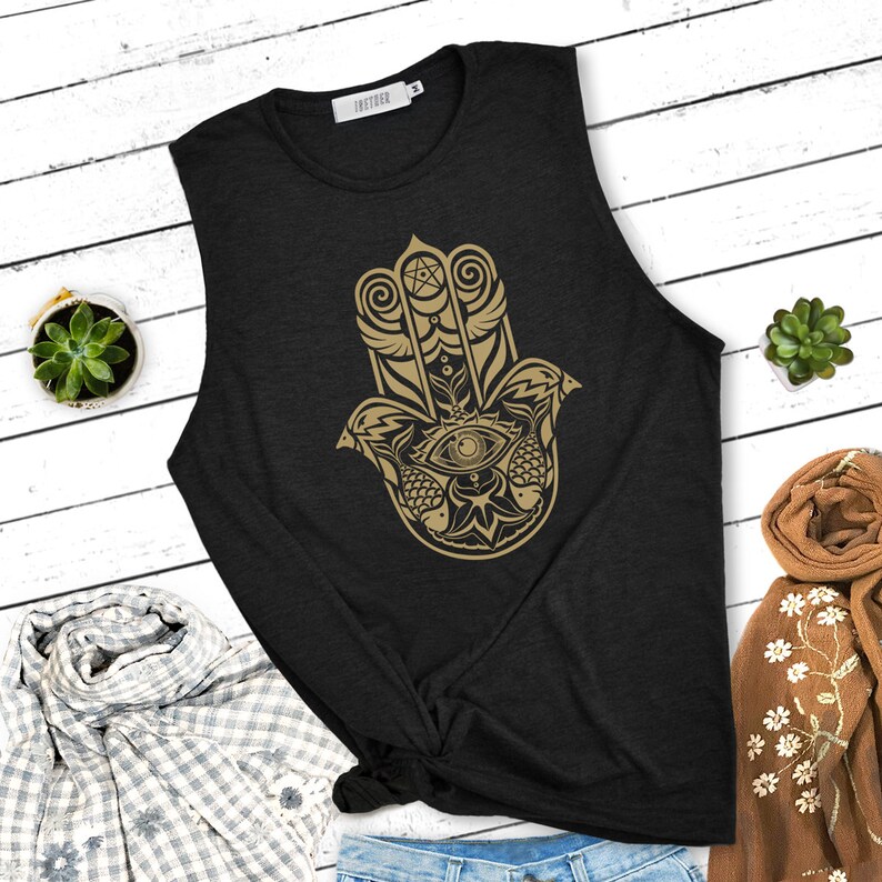 Hamsa Hand Shirt Hand Graphic Shirt Yoga Graphic Shirt Muscle - Etsy