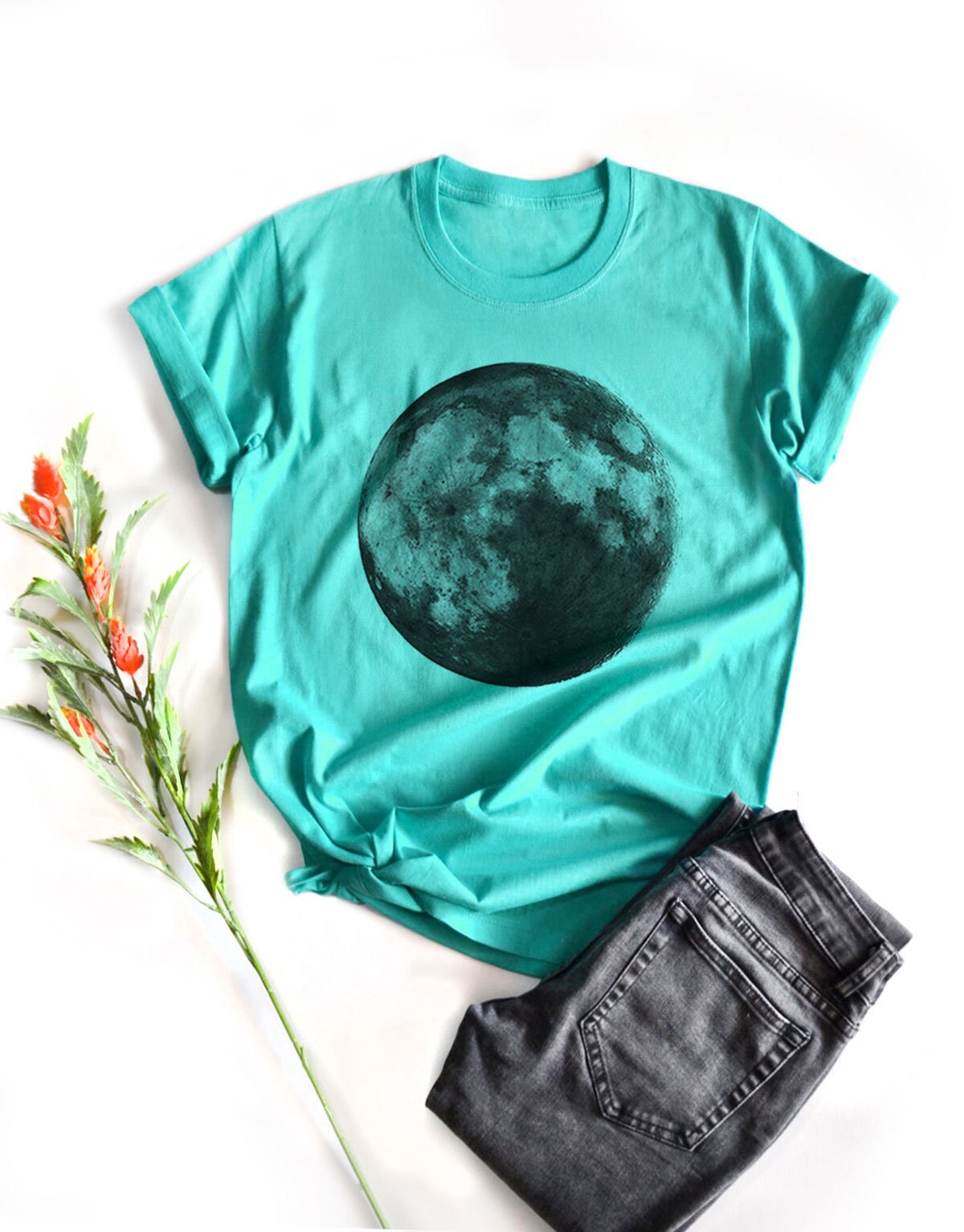 Full Moon Shirt Moon Graphic T-shirt Graphic T-shirt Clothing | Etsy