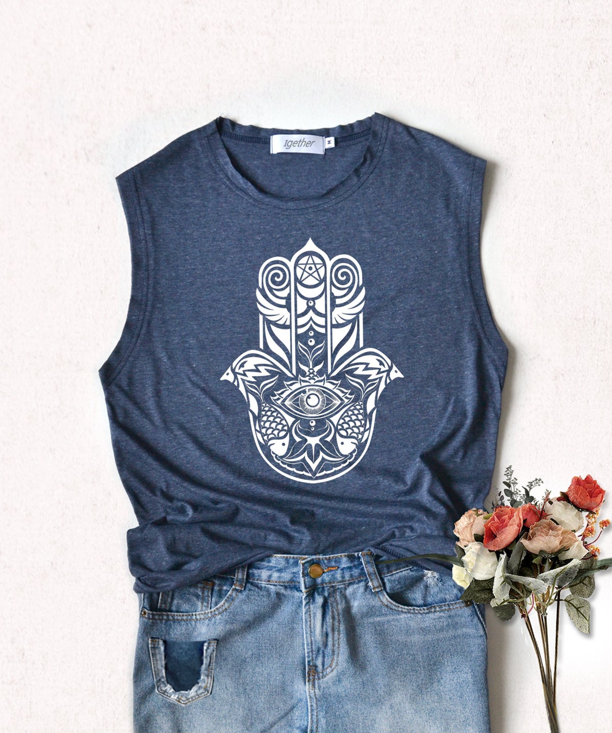 Hand shirt Hand graphic Shirt hand drawing shirt Muscle tank | Etsy