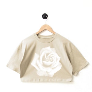 Rose Crop Shirt Big Rose Shirt Flowers Graphic Shirt Workout Regular ...