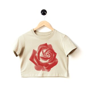 Rose Crop Shirt Big Rose Shirt Flowers Graphic Shirt Workout Regular ...