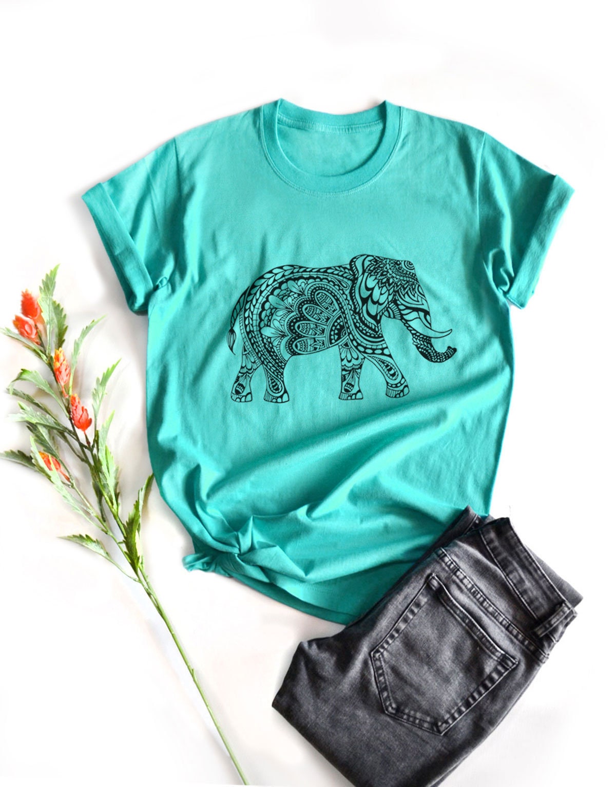 Elephant bohemian Shirt Elephant T-Shirt Elephant Day T-Shirt | Etsy