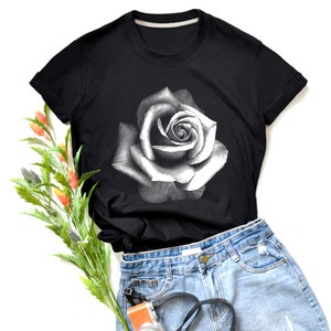 Rose Graphic T-shirt - Valentine's Day Gift, Cotton Tee - Etsy