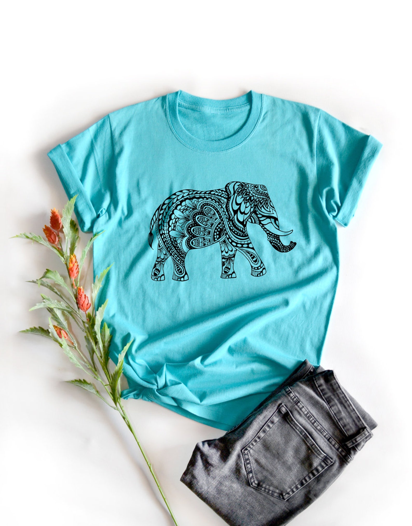 Elephant bohemian Shirt Elephant T-Shirt Elephant Day T-Shirt | Etsy
