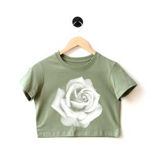 Rose Crop Shirt Big Rose Shirt Flowers Graphic Shirt Workout Regular ...