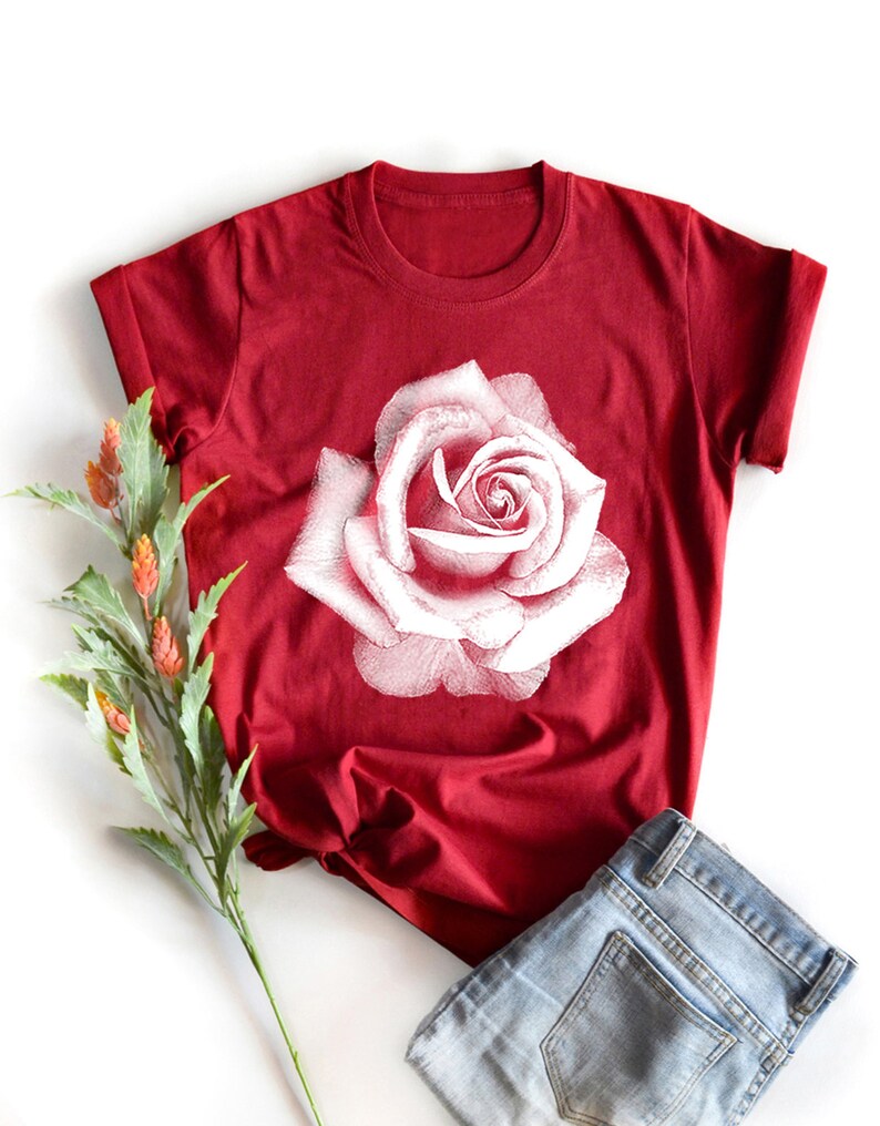 Rose Shirt Valentine Gift Shirt Rose T-shirt Gift for Her - Etsy