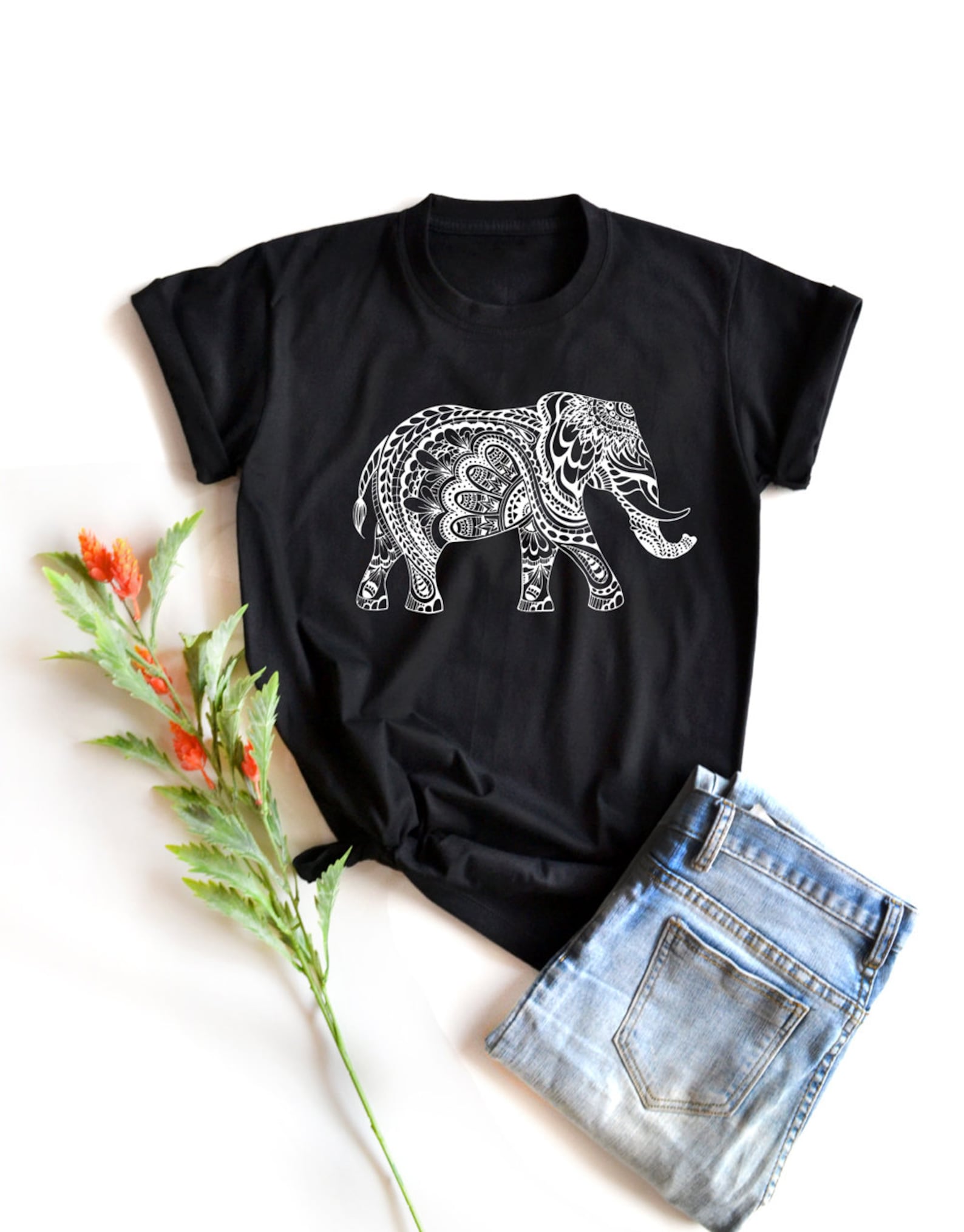 Elephant bohemian Shirt Elephant T-Shirt Elephant Day T-Shirt | Etsy