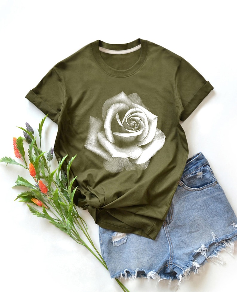 Rose Graphic T-shirt - Valentine's Day Gift, Cotton Tee - Etsy