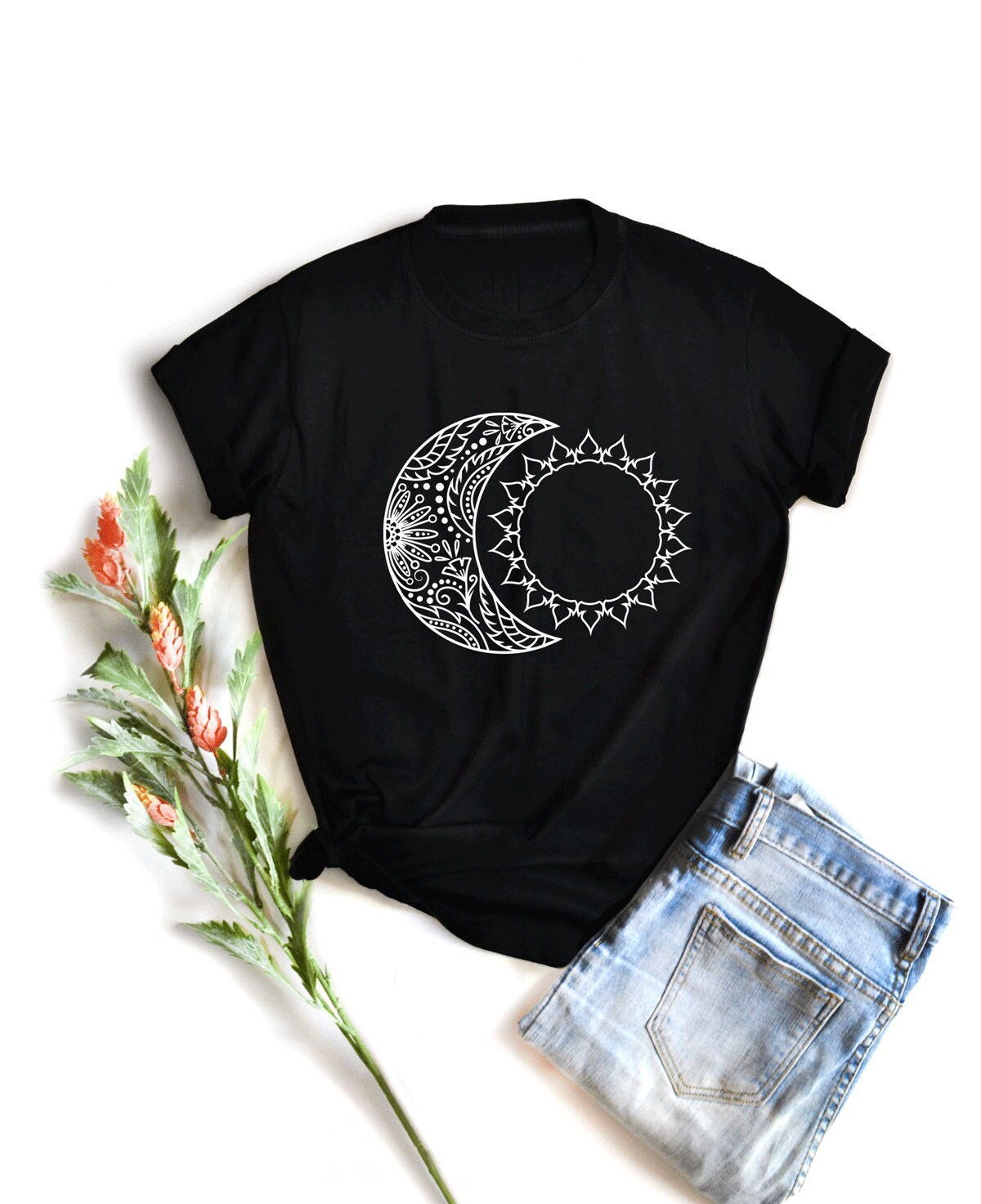 Moon and Sun Shirt Moon graphic T-Shirt Graphic T-Shirt | Etsy