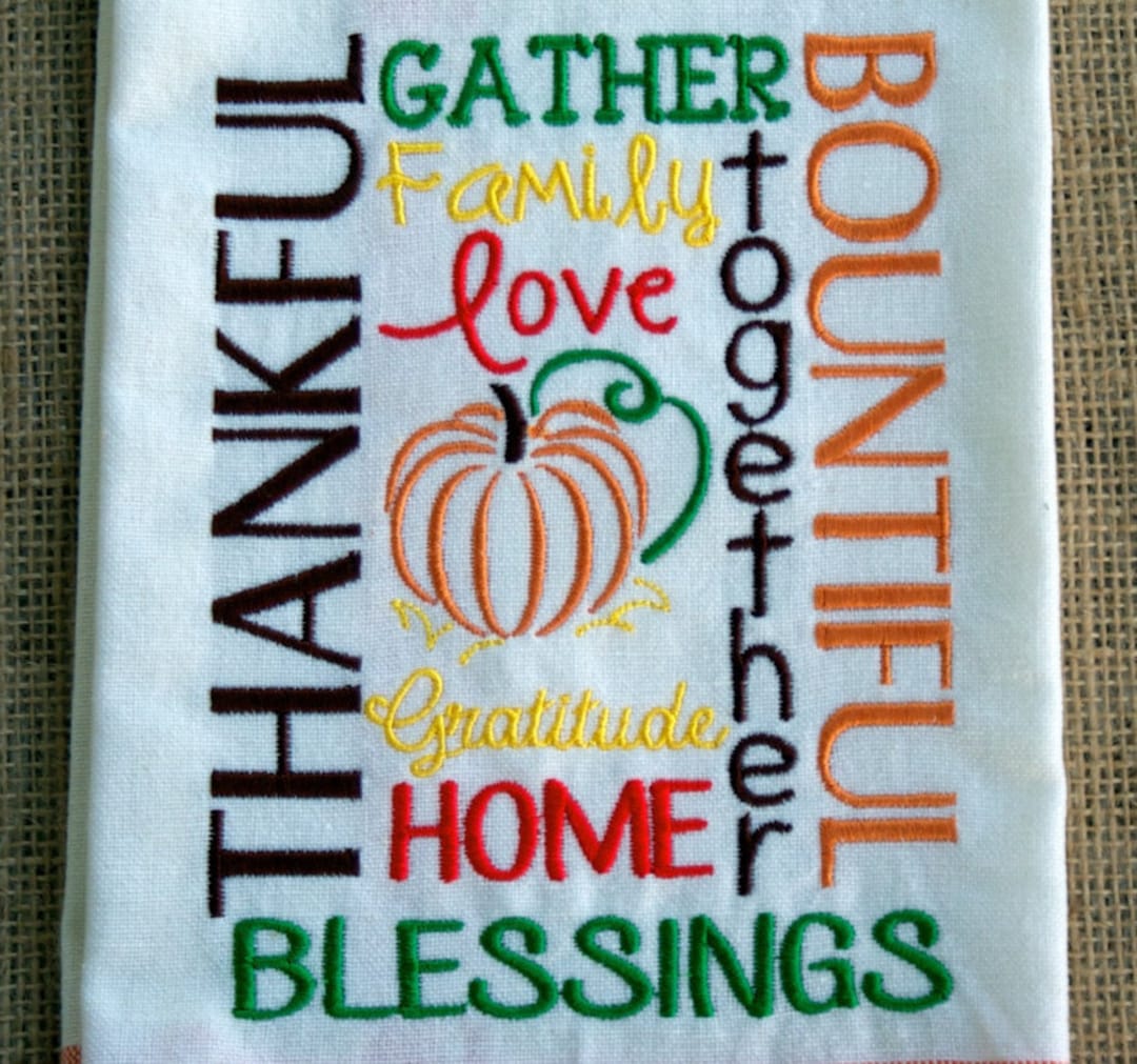 Blessings Towel- Embroidered Flour Sack Towel- Vintage Kitchen Towel ...