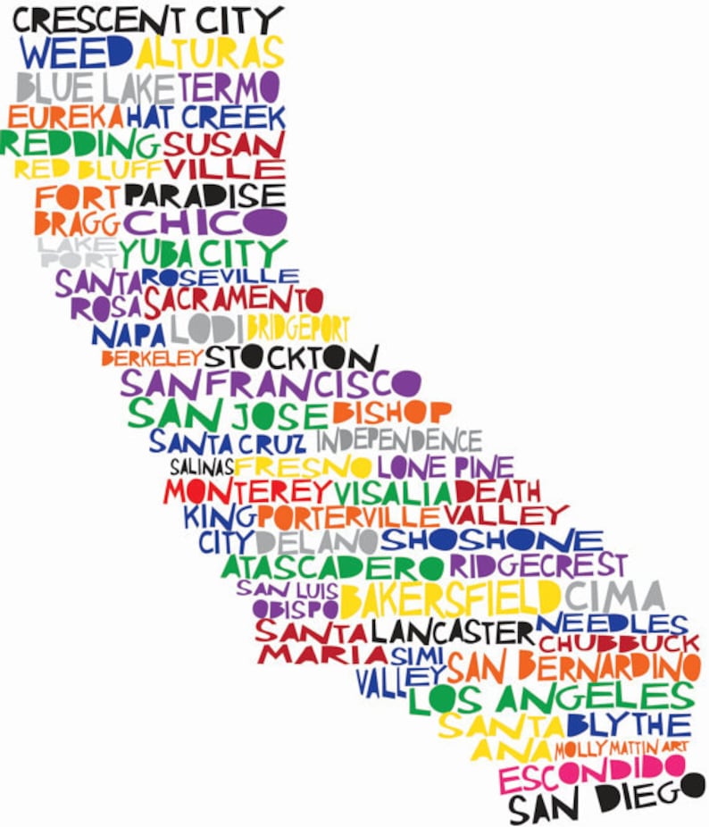 California Word Art Hooded Sweatshirt California Shirt Word - Etsy