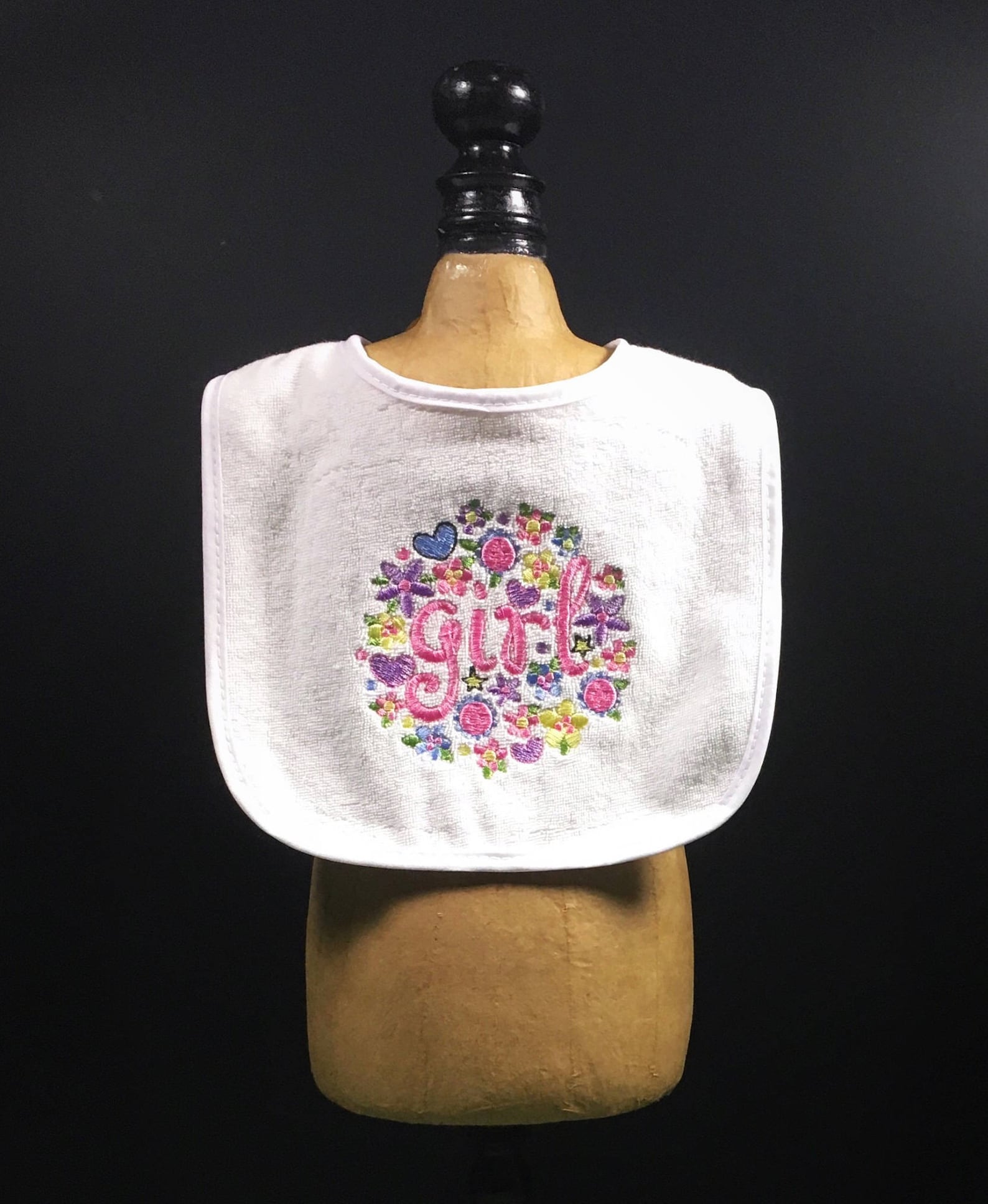 Girl Bib- Embroidered Bib- Custom Bib- Baby Gift- Baby Girl Gift- Baby ...