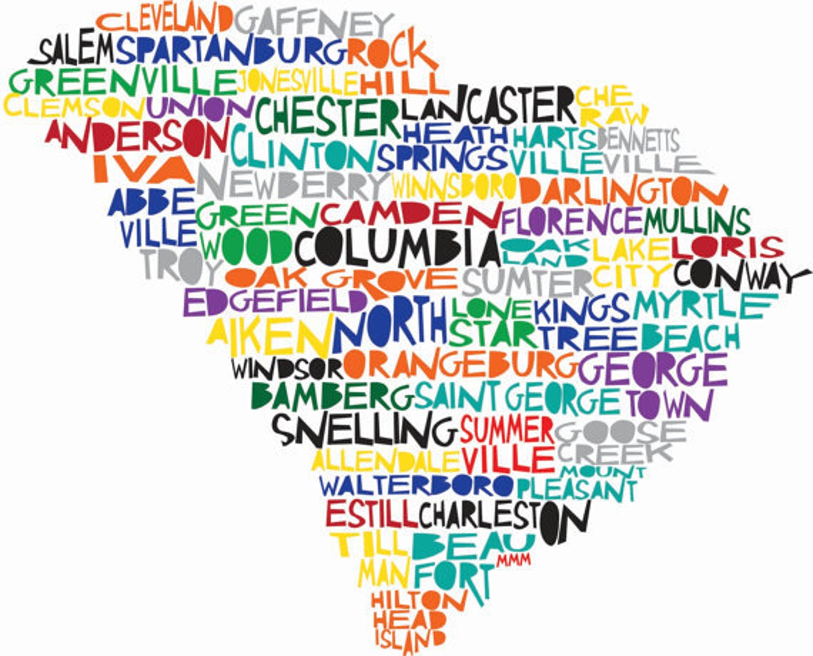 South Caroline Word Art Shirt Word Art South Carolina Shirt | Etsy