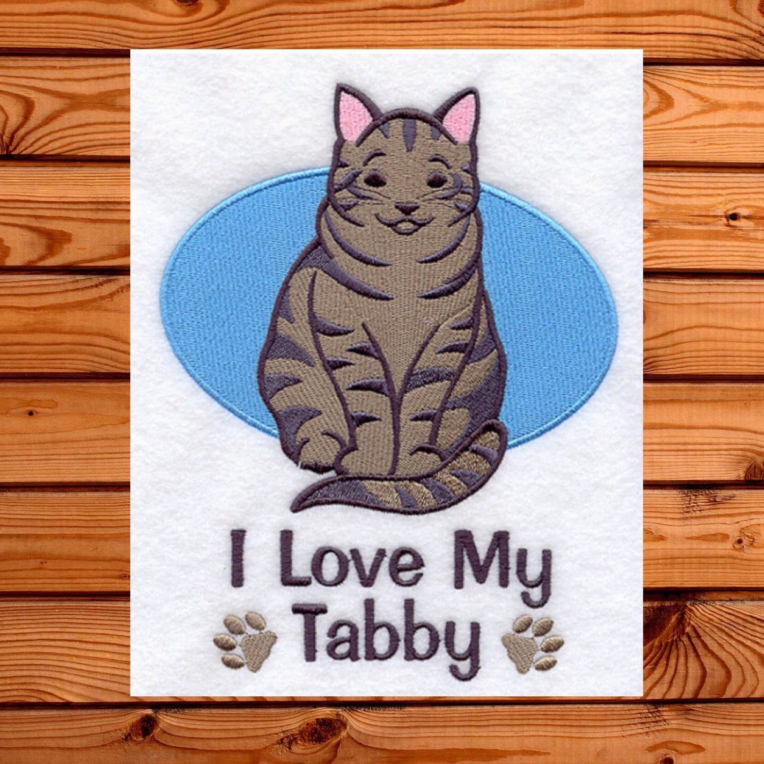 I Love My Tabby- Embroidered Cat Kitchen Towel- Cat Kitchen Towel- Gift ...