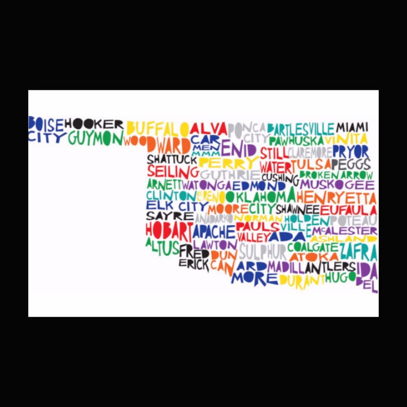 Oklahoma Word Art Shirt- Oklahoma Shirt- I Love Oklahoma- Word Art ...