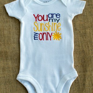 You Are My Sunshine- Baby Bodysuit- Embroidered Baby Bodysuit- Unique ...