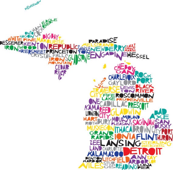 Michigan Shirt Word Art I Love Michigan Michigan Gift | Etsy