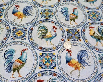 Rooster Cotton Fabric - Etsy