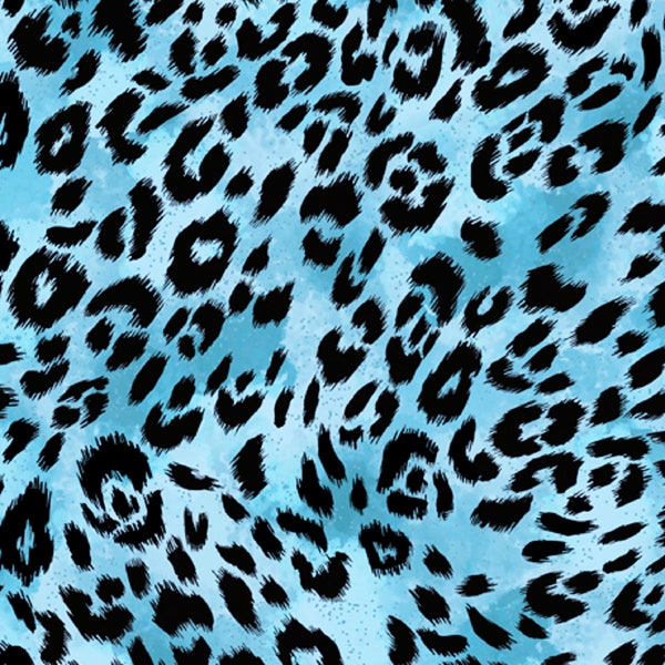 Blue Leopard Fabric - Etsy