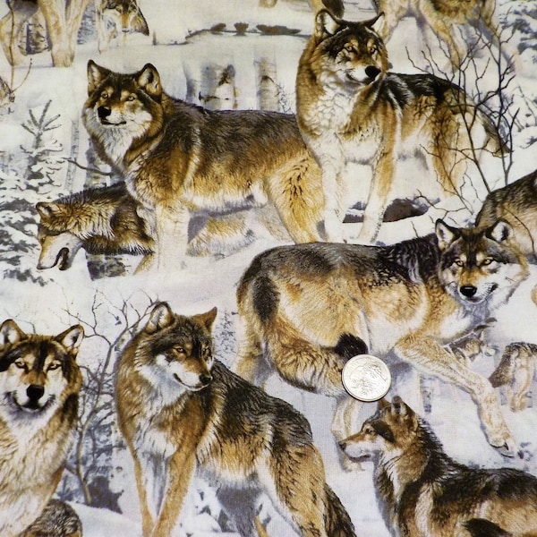 Wolf Cotton Fabric - Etsy