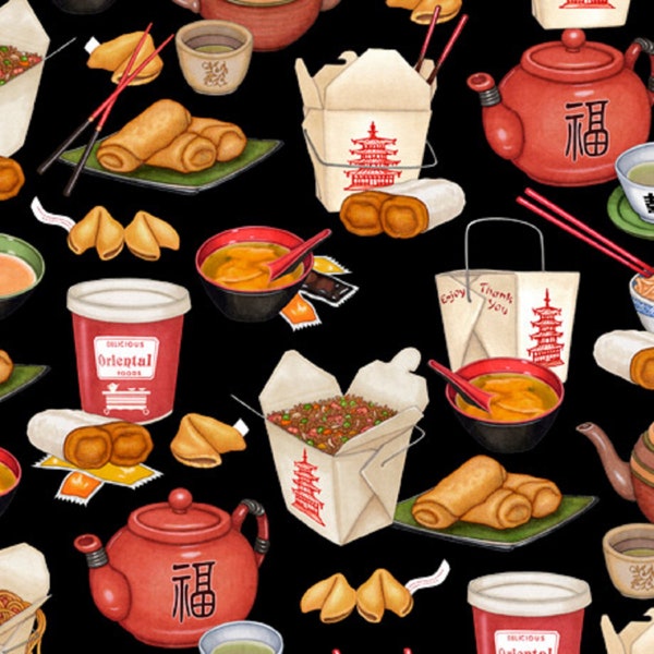 Chinese Food Fabric - Etsy