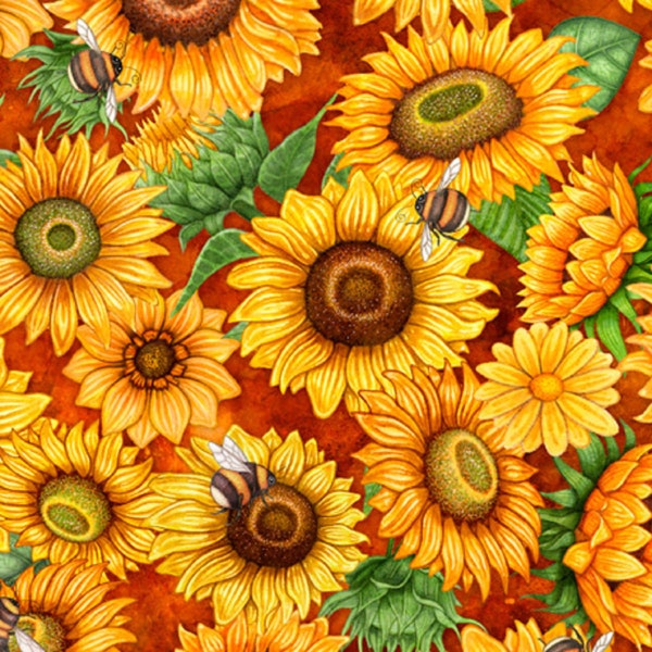 Sunflower Fabric by the Yard - Etsy