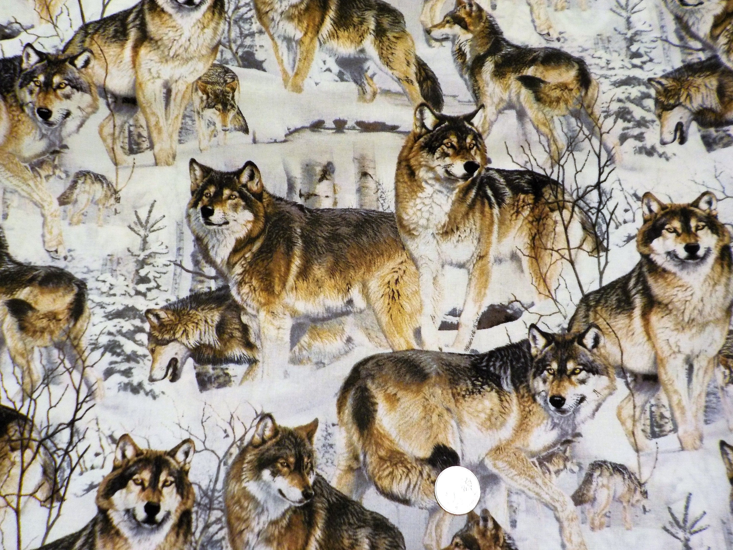 Cotton Fabric David Textiles Wolves Wolf Born Free Wolves - Etsy