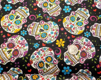 Rainbow Skulls Cotton Fabric by the Yard - Etsy
