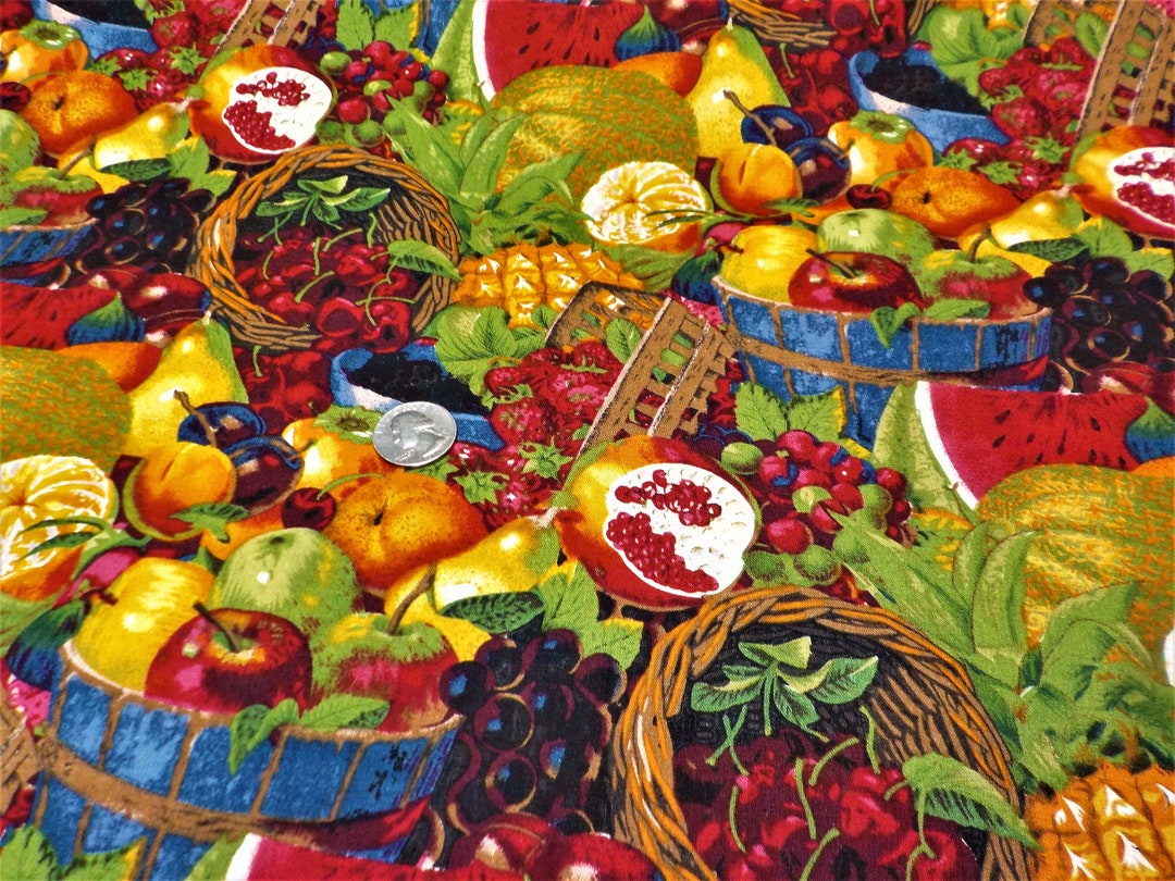Fall Harvest Cotton Fabric: Village Garden Fruit Print - Etsy