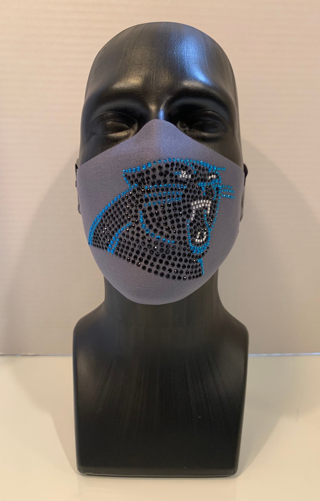 Carolina Panthers Face Mask, Panthers Face Mask, Face Mask, Rhinestone ...