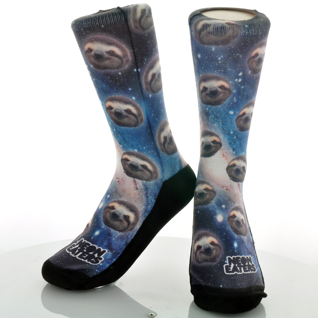 Sloths in Space Sock | Galaxy Sloth Hand Printed in USA - Sloth Gift ...